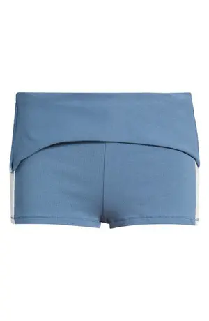 JADED LONDON Foldover Stretch Cotton Mini Shorts