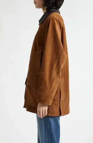 NILI LOTAN Kedem Suede Leather Parka