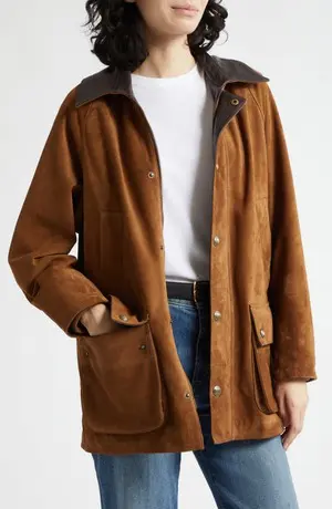 NILI LOTAN Kedem Suede Leather Parka