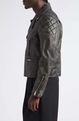 Givenchy Sunflower Back Leather Biker Jacket