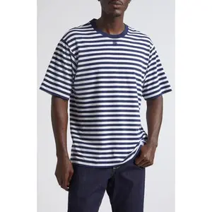 Dolce & Gabbana Embroidered Logo Stripe Stretch Cotton T-shirt