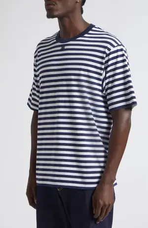 Dolce & Gabbana Embroidered Logo Stripe Stretch Cotton T-shirt