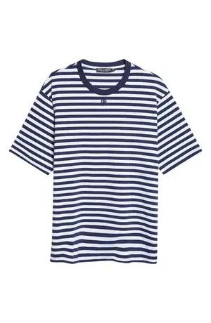 Dolce & Gabbana Embroidered Logo Stripe Stretch Cotton T-shirt