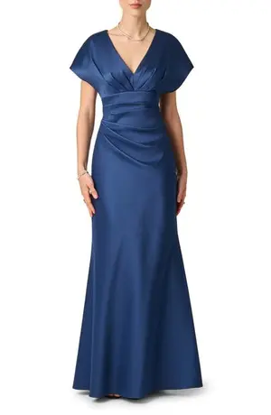 Aidan Mattox Pleated Stretch Mikado Gown