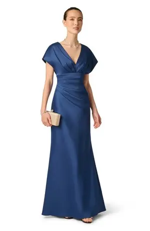 Aidan Mattox Pleated Stretch Mikado Gown