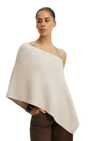 COTTON ON Softest Luxe Off Shoulder Poncho - Chai Dust