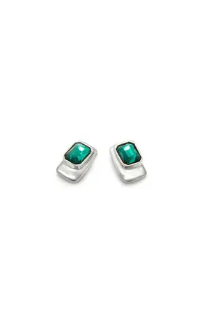 UNODE50 Earrings With Green Faceted Crystal