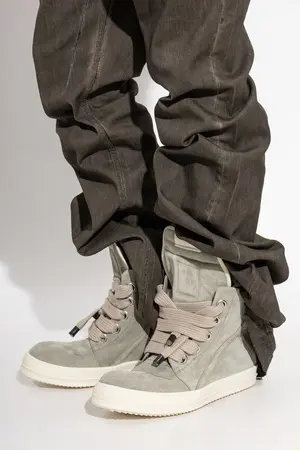 Rick Owens High-top 'jumbolace Geobasket' Sneakers In Suede