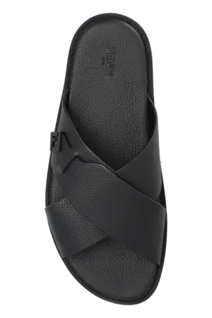 Fendi Leather Slides With Logo