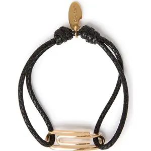 Off-White Cord Bracelet With Paperclip Detail - Black