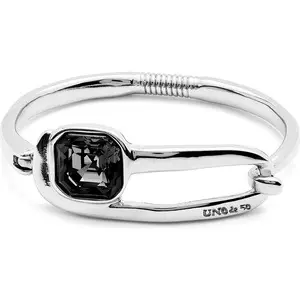 UNODE50 Plated Bracelet With Black Crystal - Silver