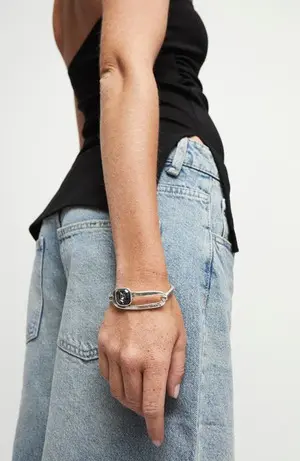 UNODE50 Plated Bracelet With Black Crystal