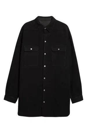 Rick Owens Oversize Tower Wool Melton Snap-up Overshirt