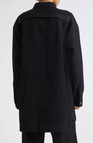 Rick Owens Oversize Tower Wool Melton Snap-up Overshirt