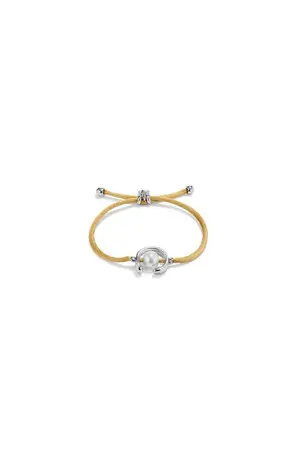 UNODE50 Camel Silk Effect Bracelet With Pearl Shell - Silver