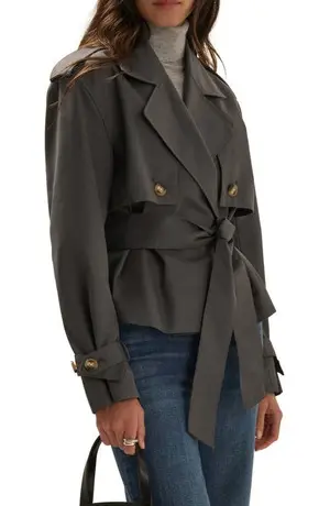 FAVORITE DAUGHTER The Cropped Charles Trench Coat - Dark Charcoal