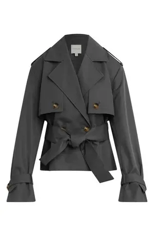 FAVORITE DAUGHTER The Cropped Charles Trench Coat - Dark Charcoal