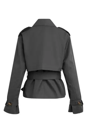 FAVORITE DAUGHTER The Cropped Charles Trench Coat - Dark Charcoal