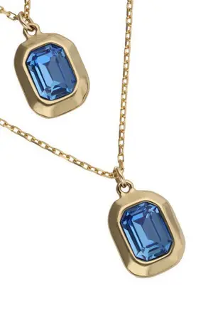UNODE50 Double Layer Necklace With Blue Crystals