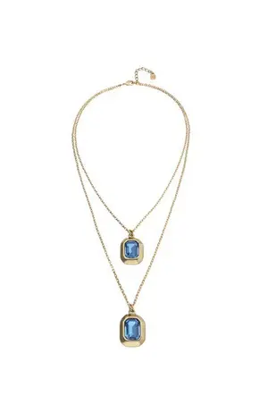 UNODE50 Double Layer Necklace With Blue Crystals