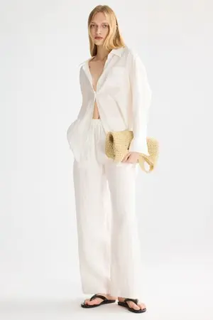 OROLAY Oversized Linen Shirt - White