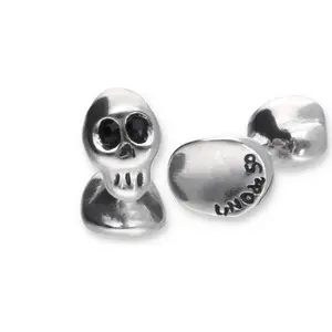 UNODE50 Plated Cufflinks With Skull Detail - Silver