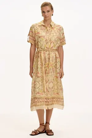 EXQUISE Abbey Short Sleeve Printed Midi Dress