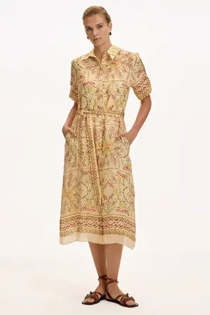 EXQUISE Abbey Short Sleeve Printed Midi Dress
