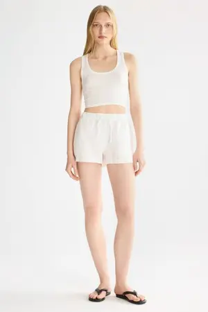 OROLAY Relaxed Linen Drawstring Shorts - White