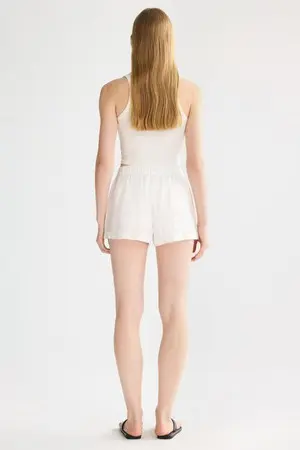 OROLAY Relaxed Linen Drawstring Shorts - White
