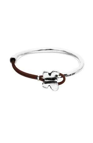 UNODE50 UNODE50 Silver-Tone Butterfly Leather Bracelet Brown