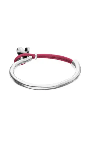 UNODE50 Silver-tone Butterfly Leather Bracelet - Pink