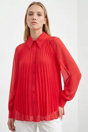 EXQUISE Keyla Pleated Shirt