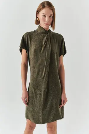 EXQUISE Martha Mini Dress With Draped Neckline