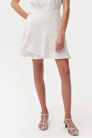 EXQUISE Callanne V-neck Cap Sleeve Linen Mini Dress