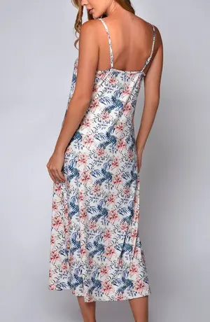 ICOLLECTION Tropical Floral Printed Long Nightgown