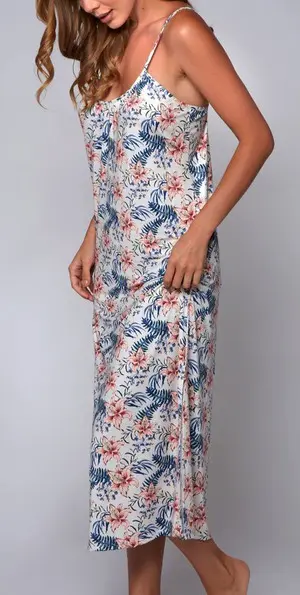 ICOLLECTION Tropical Floral Printed Long Nightgown