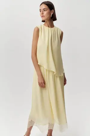 EXQUISE Alix Lace Hem Midi Dress