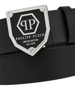 Philipp Plein Hexagon Logo Leather Belt