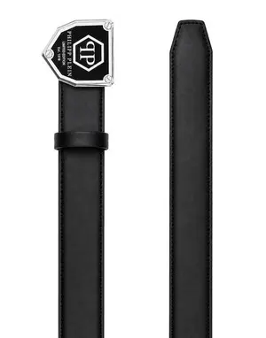 Philipp Plein Hexagon Logo Leather Belt