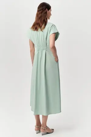 EXQUISE Reilly Shirt Collar Midi Dress - Mint