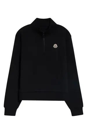 Moncler Quarter Zip Cotton Pullover - Black