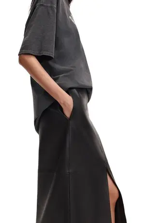 Rag & Bone Bessie Leather Midi Skirt