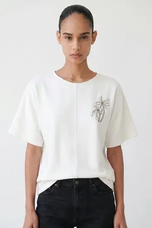 EXQUISE Christien Embroidered Knit Blouse