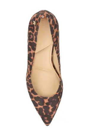 Tommy Hilfiger Pointed Toe Kitten Heel Pumps - Tan Multi Leopard