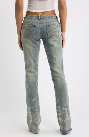 JADED LONDON Cooper Beaded Wide Leg Jeans