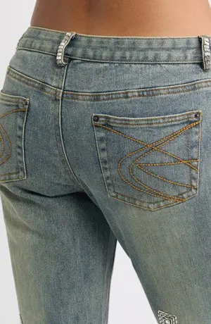 JADED LONDON Cooper Beaded Wide Leg Jeans