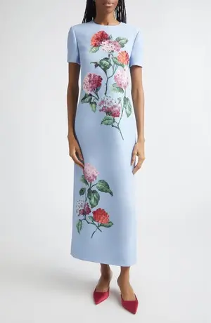 Carolina Herrera Striped Sleeveless Midi Dress - Cloudy Blue Multi