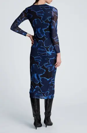 KENNETH COLE Knot Front Mesh Midi Dress