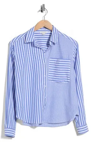 BEACHLUNCHLOUNGE Lilah Striped Button-front Shirt - Lake Stream